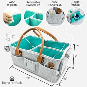 HOME FOR EACH - Portable Diaper Caddy Storage Bag with Roll Lid and Removable Dividers, Caddy Organizer for Nursery, Changing Table, Car and More, Travel-Friendly Baby Caddy for Infant Essentials