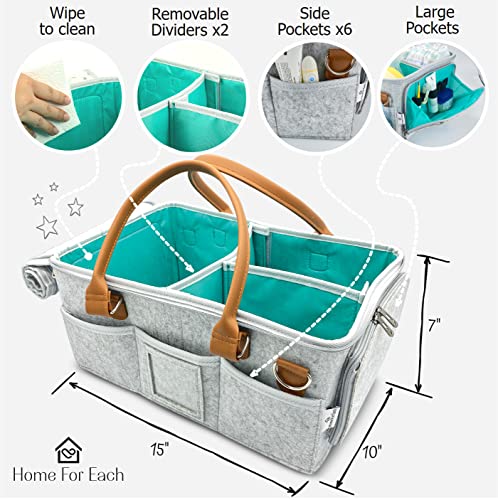 HOME FOR EACH - Portable Diaper Caddy Storage Bag with Roll Lid and Removable Dividers, Caddy Organizer for Nursery, Changing Table, Car and More, Travel-Friendly Baby Caddy for Infant Essentials