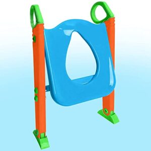 Potty Training Seat Toilet w/Step Stool Ladder & Splash Guard, Kids Toddlers Trainer w/Handles. Sturdy & Foldable. Non-Slip Steps & Anti Slip Pads. Adjustable Potty Chair - Boys Girls Baby (Blue)