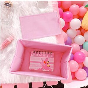 Kerr's Choice Collapsible Cube Storage Box Pink Desk Decorative Boxes Desk Baskets Animie Moon Makeup Holder Organizer with Badge Holder Keychain