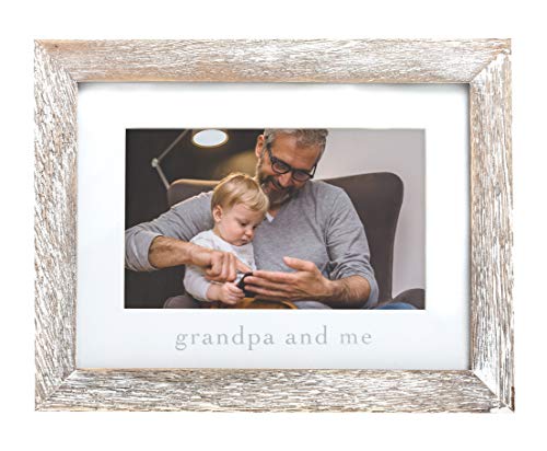 Pearhead Grandpa & Me Keepsake Rustic Picture Frame, Gender-Neutral Picture Frame, Wall Nursery Décor, Gift For Dad Or Grandpa, Distressed White