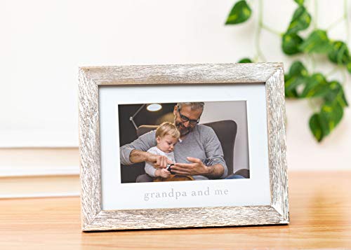 Pearhead Grandpa & Me Keepsake Rustic Picture Frame, Gender-Neutral Picture Frame, Wall Nursery Décor, Gift For Dad Or Grandpa, Distressed White