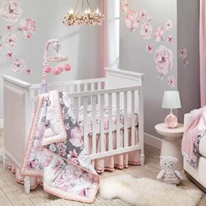 lambs & ivy signature botanical baby watercolor floral 4-piece crib bedding set