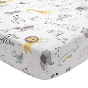 lambs & ivy animal jungle soft 100% cotton jersey baby fitted crib sheet