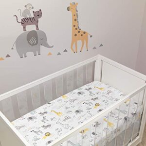 Lambs & Ivy Animal Jungle Soft 100% Cotton Jersey Baby Fitted Crib Sheet