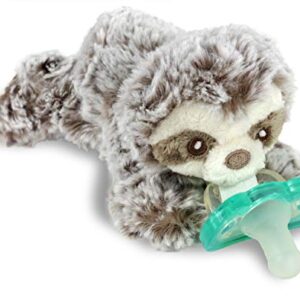 RaZbaby RaZbuddy JollyPop Pacifier Holder w/Removable Baby Pacifier - 0m+ - BPA Free - (Sloth)