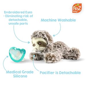 RaZbaby RaZbuddy JollyPop Pacifier Holder w/Removable Baby Pacifier - 0m+ - BPA Free - (Sloth)