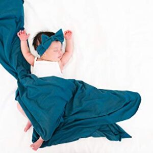 Large Premium Knit Baby Swaddle Receiving Blanket "Steel" by Copper Pearl