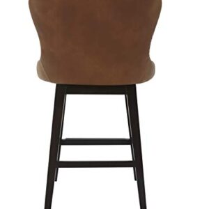 Amazon Brand – Stone & Beam Morgan Faux Leather Memory-Swivel Counter-Height Barstool, 38.2"H, Brown