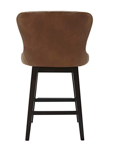 Amazon Brand – Stone & Beam Morgan Faux Leather Memory-Swivel Counter-Height Barstool, 38.2"H, Brown