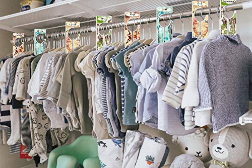 Closet Dividers for Baby Clothes by YardieBaby - Set of 8 Baby Clothing Size Age Hanger Dividers from Newborn Infant to Toddler Months Boys/Girls Nursery Closet Organizer (Safari)