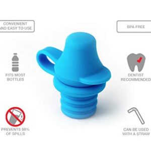 KiddiKap- No Spill Silicone Bottle Top Spout 3 Pack Bundle (Red, Blue, Green) BPA Free