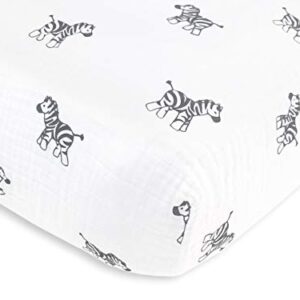 Amazing Baby Cotton Muslin Fitted Crib Sheet, Zebra, Soft Black , 28x52x6 Inch (Pack of 1)