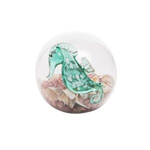 beachcombers b22416 glass seahorse ball with sand and shells, 2.16-inch high