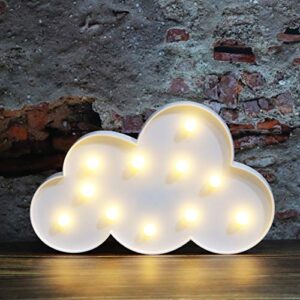 vicila white led cloud marquee signs, light up cloud decorative signs hanging hole nursery room cloud night light for baby shower, party supply, christmas decor-cloud(white)