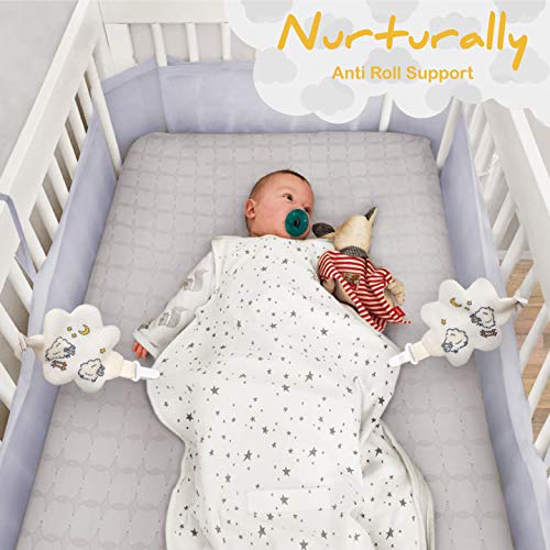 Nurturally Baby Anti Roll Support - Safe Breathable Fabric for Babies Age 3 to 6 Months Old, Designed in USA (Sleep Sack not Included), Portable Baby Sleep Support System Essentials for Any Crib