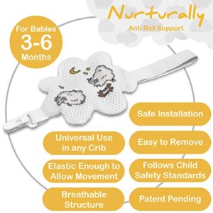 Nurturally Baby Anti Roll Support - Safe Breathable Fabric for Babies Age 3 to 6 Months Old, Designed in USA (Sleep Sack not Included), Portable Baby Sleep Support System Essentials for Any Crib