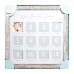 Pearhead My First Year Photo Moments Baby Keepsake Frame, Baby’s First Year Photo Frame, Father’s Day Accessory, Gender-Neutral Baby Milestone Nursery Décor, Rustic