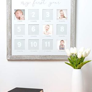 Pearhead My First Year Photo Moments Baby Keepsake Frame, Baby’s First Year Photo Frame, Father’s Day Accessory, Gender-Neutral Baby Milestone Nursery Décor, Rustic