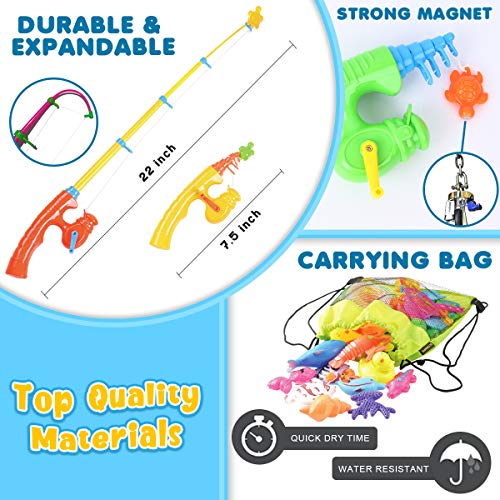 GoodyKing Magnetic Fishing Game Pool Toys for Kids - Bath Outdoor Indoor Carnival Party Water Table Fish Toys for Kids Age 3 4 5 6 Years Old 2 Players Gift (Large)