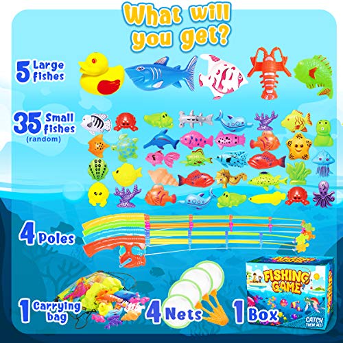 GoodyKing Magnetic Fishing Game Pool Toys for Kids - Bath Outdoor Indoor Carnival Party Water Table Fish Toys for Kids Age 3 4 5 6 Years Old 2 Players Gift (Large)