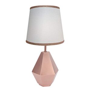 lambs & ivy rose gold modern hexagon nursery lamp with shade & bulb