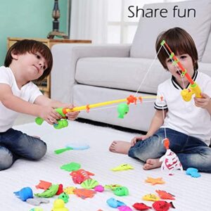 CozyBomB Kids Fishing Bath Toys Game - 17Pcs Magnetic Floating Toy Magnet Pole Rod Net, Plastic Floating Fish - Toddler Education Teaching and Learning Colors (New)