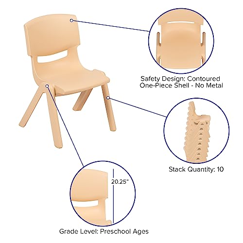 Flash Furniture Emmy 24"W x 48"L Rectangular Natural Plastic Height Adjustable Activity Table Set with 4 Chairs