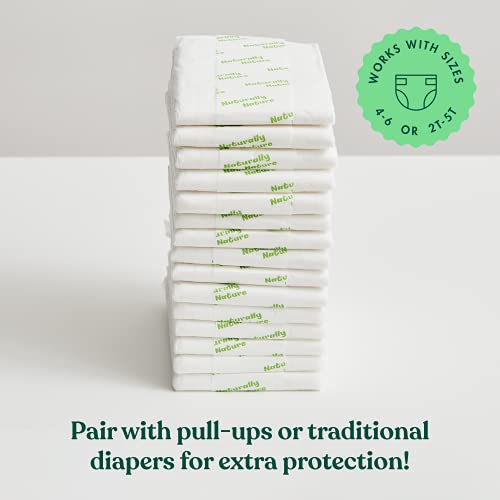 Naturally Nature Overnight Diaper Doubler Booster Pads with Adhesive for Pull-on & Regular Diapers | Nighttime Leak Protection for Heavy Wetters and Active Sleepers for Boys & Girls