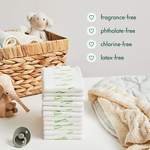 Naturally Nature Overnight Diaper Doubler Booster Pads with Adhesive for Pull-on & Regular Diapers | Nighttime Leak Protection for Heavy Wetters and Active Sleepers for Boys & Girls