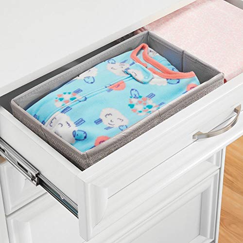 mDesign Fabric 3-Piece Drawer Organizer Bin, Baby Nursery Dresser, Closet, Shelf, Playroom Organization, Hold Clothes, Toys, Diapers, Bibs, Blankets, Lido Collection, 2 Pack, Linen/Tan