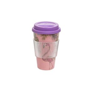 beachcombers b22672 flamingo palms travel coffee cup, 5.12-inch high