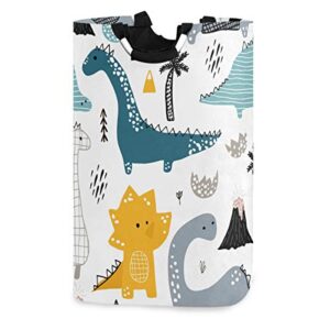 orezi creative childish dinosaur laundry hamper,waterproof and foldable laundry bag with handles for baby nursery college dorms kids bedroom bathroom