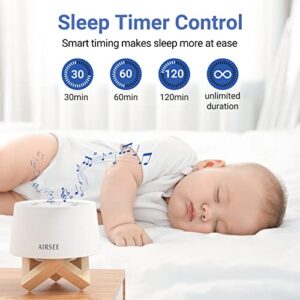 AIRSEE Sound Machine White Noise Machine with Baby Night Light Built-in 31 Soothing Sounds with Timer & Memory Features for Better Sleep, Portable Noise Machine for Baby, Adults…