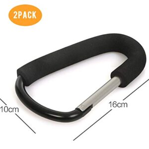 TGOOD Stroller Hooks-2pacs X-Large 16cm(6.3") of Multipurpose Hook Clips-for Mommy Shopping Bags,Baby Diaper Bags,Groceries,Clothing,Purse(Stroller Accessories-Black).