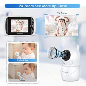 HelloBaby Monitor with Camera and Audio, IPS Screen LCD Display Video Baby Monitor No WiFi Infrared Night Vision, Temprature, Lullaby, Two Way Audio and VOX Mode (HB66)