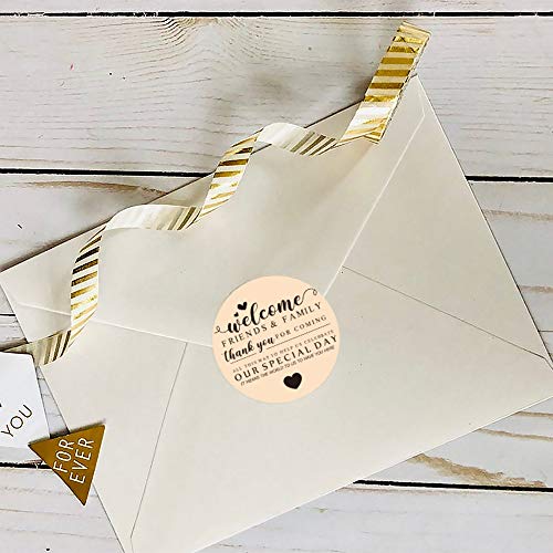 WRAPAHOLIC Welcome Wedding Favor Stickers - Rustic Design Wedding Favor Labels, Wedding Welcome Stickers - 2 x 2 Inch 500 Total Labels