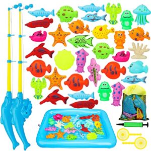 toy life magnetic fishing game for kids 3-5 with 2 toddler fishing poles, magnetic fishing toys for toddlers, kids bath toys for toddlers, outdoor pool water toys for kids 4-8, baby fishing toy