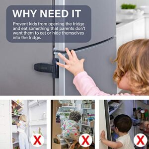 EUDEMON Home Refrigerator Fridge Freezer Door Lock Latch Catch Toddler Kids Child Baby Safety Lock Easy to Install and Use 3M VHB Adhesive no Tools Need or Drill (Grey，1 Pack)