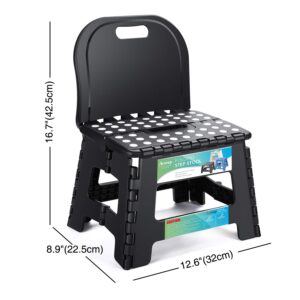 ACSTEP Heavy Duty Step Stool with Back Support, Kids Step Stool, Adult Folding Stool for Outdoor or Indoor Kitchen Step Stools and Bathroom Stool, 9 inch Toddler Step Stool