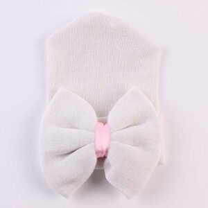 upeilxd Newborn Hospital Hat Infant Baby Hat Caps with Bow Soft Cute Nursery Beanie Hat