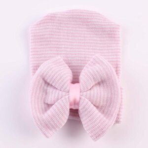 upeilxd Newborn Hospital Hat Infant Baby Hat Caps with Bow Soft Cute Nursery Beanie Hat