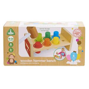 Early Learning Centre Wooden Hammer Bench, Hand Eye Coordination, Stimulates Senses, Toys for 18 Months, Amazon Exclusive, by Just Play