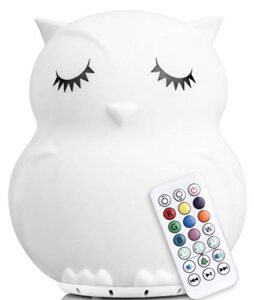 lumipets owl, kids night light, play music, silicone nursery light for baby and toddler, squishy night light for kids room, animal night lights for girls and boys, kawaii lamp, cute lamps for bedroom