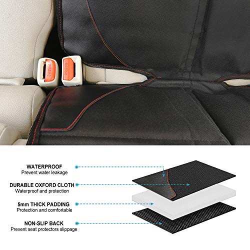 MORROLS Car Seat Protector, 1 Pack Seat Protector Carseat with Thickest Padding, Baby/Pets Car Seat Protector for Child Car Seat-Mesh Pockets-Waterproof-Universal Size(Black)