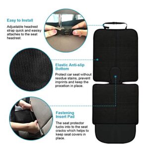 MORROLS Car Seat Protector, 1 Pack Seat Protector Carseat with Thickest Padding, Baby/Pets Car Seat Protector for Child Car Seat-Mesh Pockets-Waterproof-Universal Size(Black)