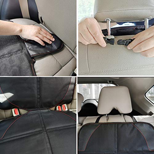 MORROLS Car Seat Protector, 1 Pack Seat Protector Carseat with Thickest Padding, Baby/Pets Car Seat Protector for Child Car Seat-Mesh Pockets-Waterproof-Universal Size(Black)