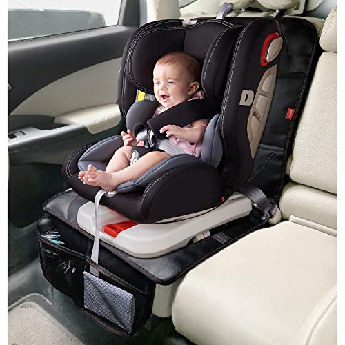 MORROLS Car Seat Protector, 1 Pack Seat Protector Carseat with Thickest Padding, Baby/Pets Car Seat Protector for Child Car Seat-Mesh Pockets-Waterproof-Universal Size(Black)