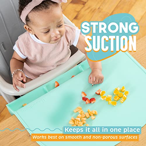 UpwardBaby Silicone Placemats for Toddlers- Suction Baby Placemat for Restaurants & Home with Food Catching Pockets-Kids Placemat for Dining Table-Washable Wipeable Nonslip BPA-Free Placemats for Kids