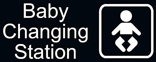 New Baby Changing Station Sign, 9 x 3 in with English and Symbol, Black for Men, Women, Unisex